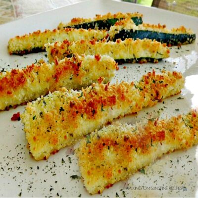 Parmesan Crusted Zucchini Sticks | Walking on Sunshine Recipes