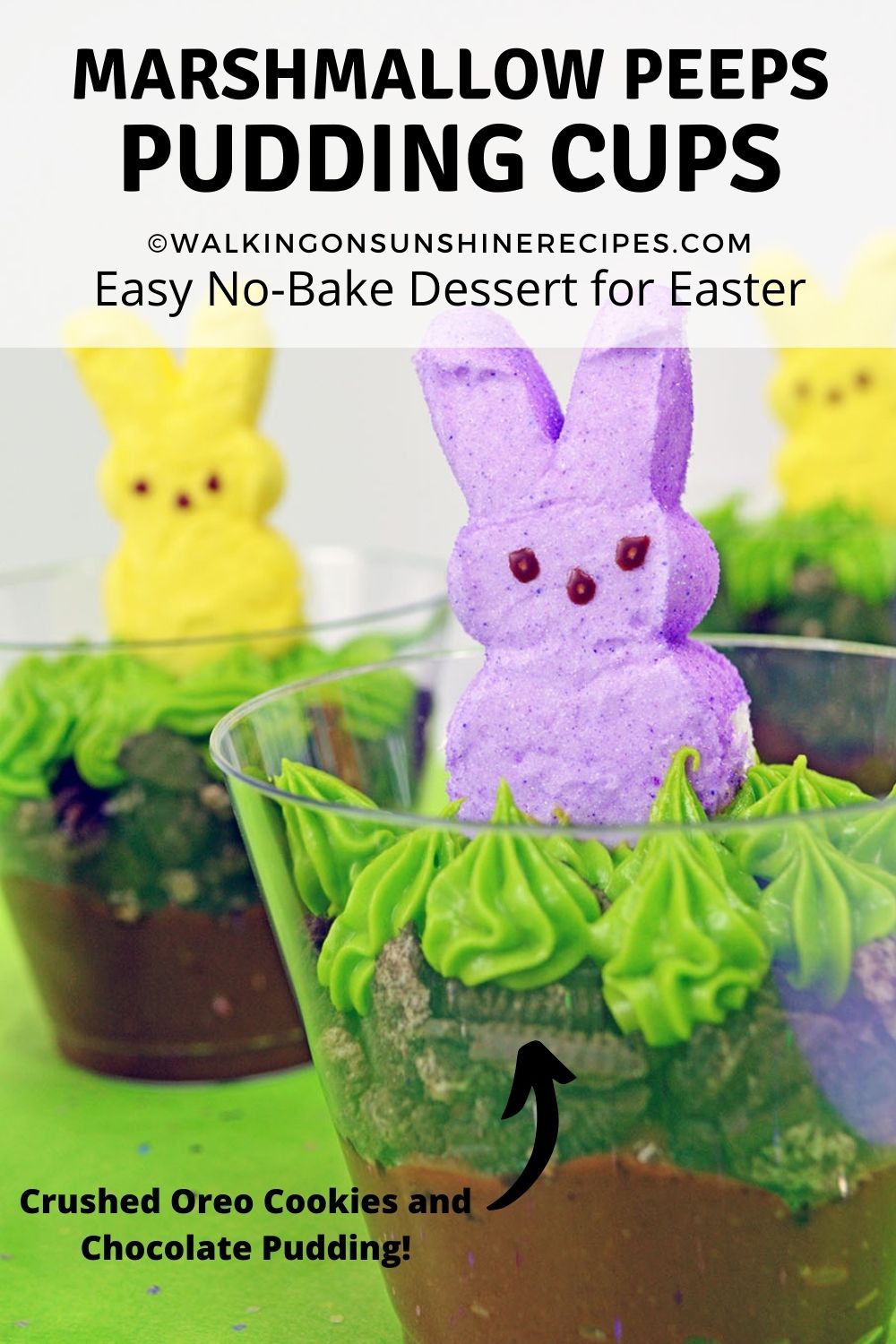 Marshmallow Bunny Peeps Pudding Cups | Dessert Recipe