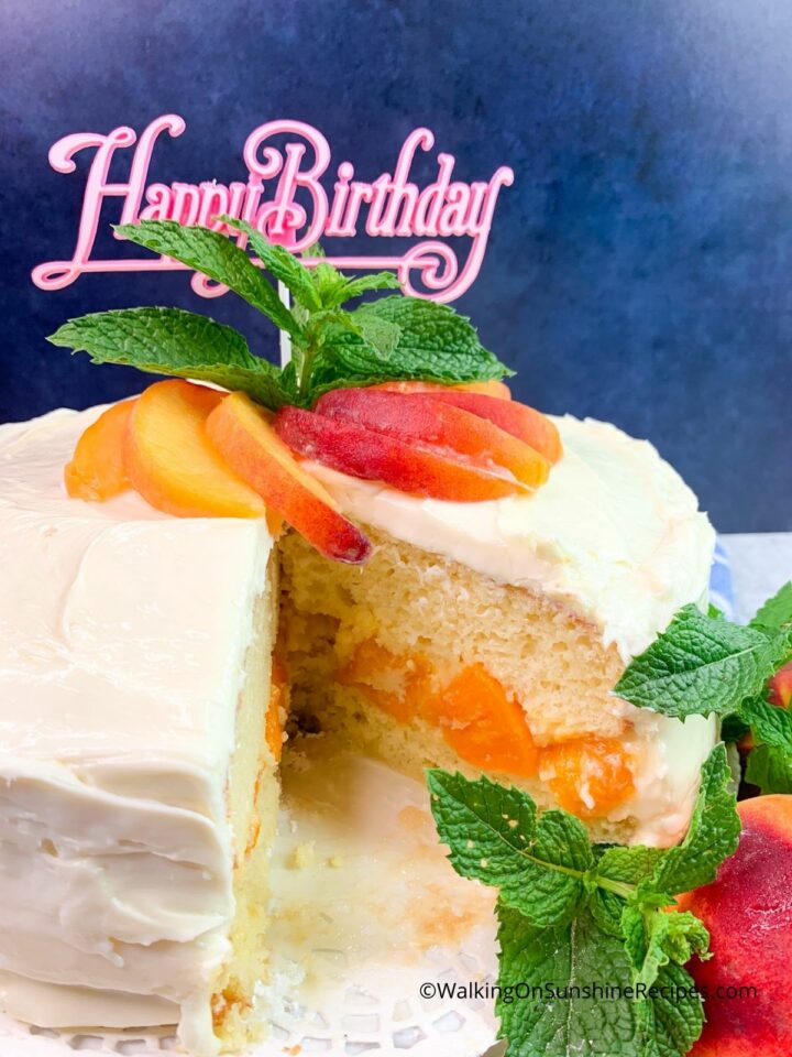Peach Birthday Cake Recipe - Walking On Sunshine Recipes