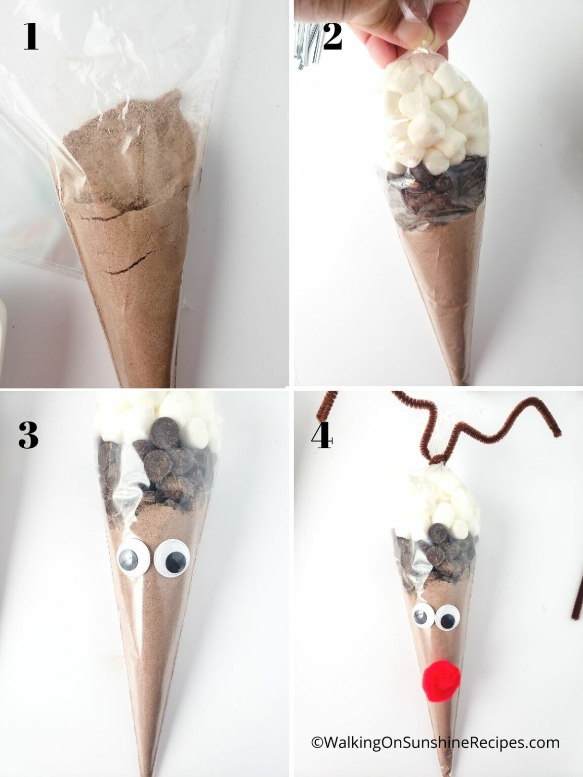 Reindeer Hot Chocolate Cone Bags Walking On Sunshine