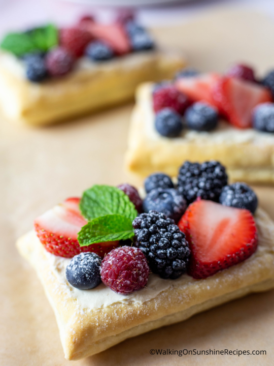 Puff Pastry with Cream Cheese and Fruit - Walking On Sunshine Recipes
