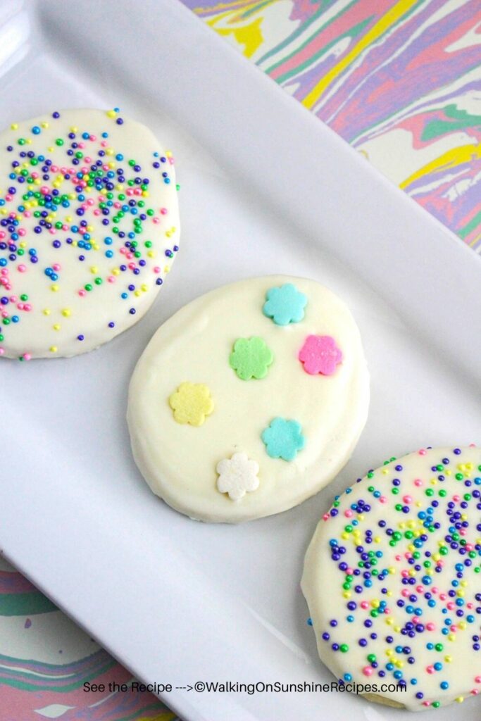 Spring Sugar Cookies - Easter Egg Cutouts | Walking on Sunshine Recipes