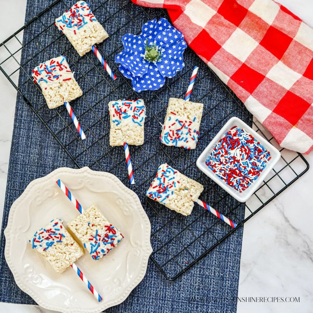 Patriotic Rice Krispie Treats - Walking On Sunshine Recipes