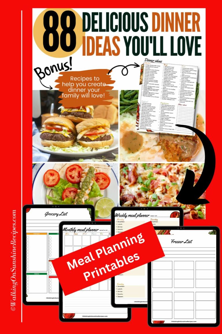 Easy Menu Ideas with Free Printables - Walking on Sunshine