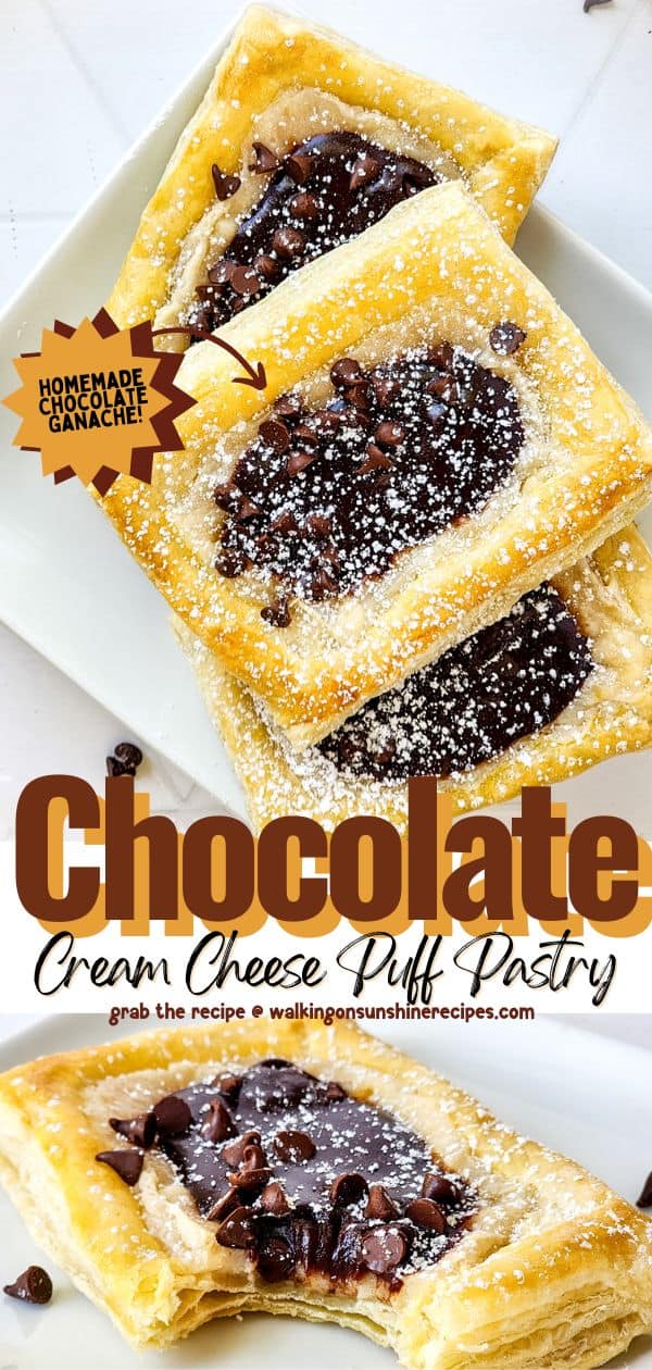 Chocolate Cream Cheese Puff Pastry Danish - Walking On Sunshine Recipes