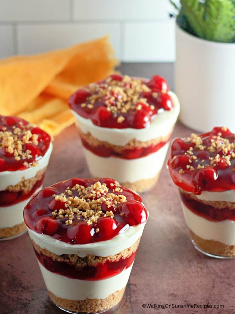 No Bake Cheesecake Parfait with Cherry Pie Filling - Walking On ...