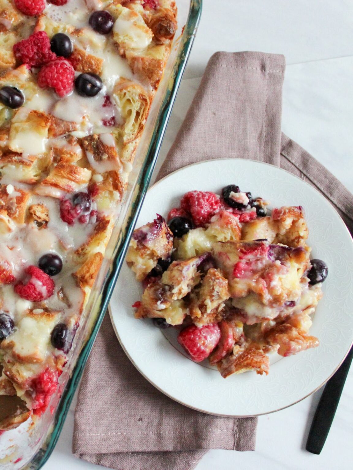 Berry Croissant Breakfast Casserole - Walking On Sunshine Recipes