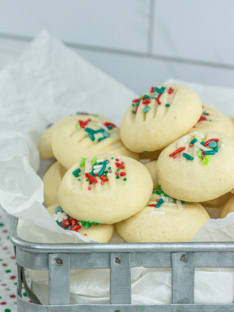 Shortbread Christmas Cookies with Sprinkles - Walking On Sunshine Recipes