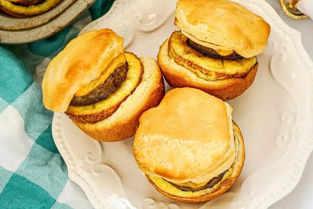 Breakfast using Canned Biscuits with Sausage and Eggs