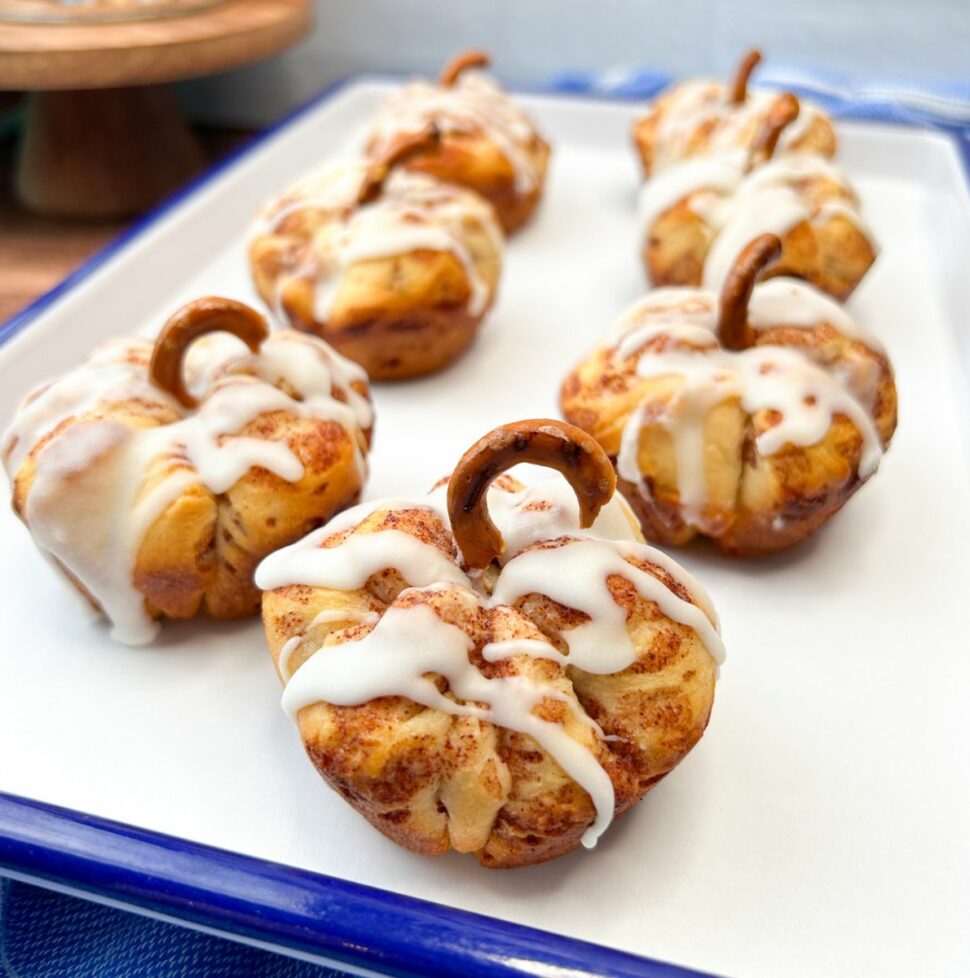 Pumpkin Shape Cinnamon Rolls - Walking On Sunshine Recipes