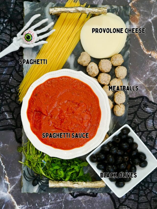 Halloween Spaghetti and Meatballs - Walking On Sunshine Recipes