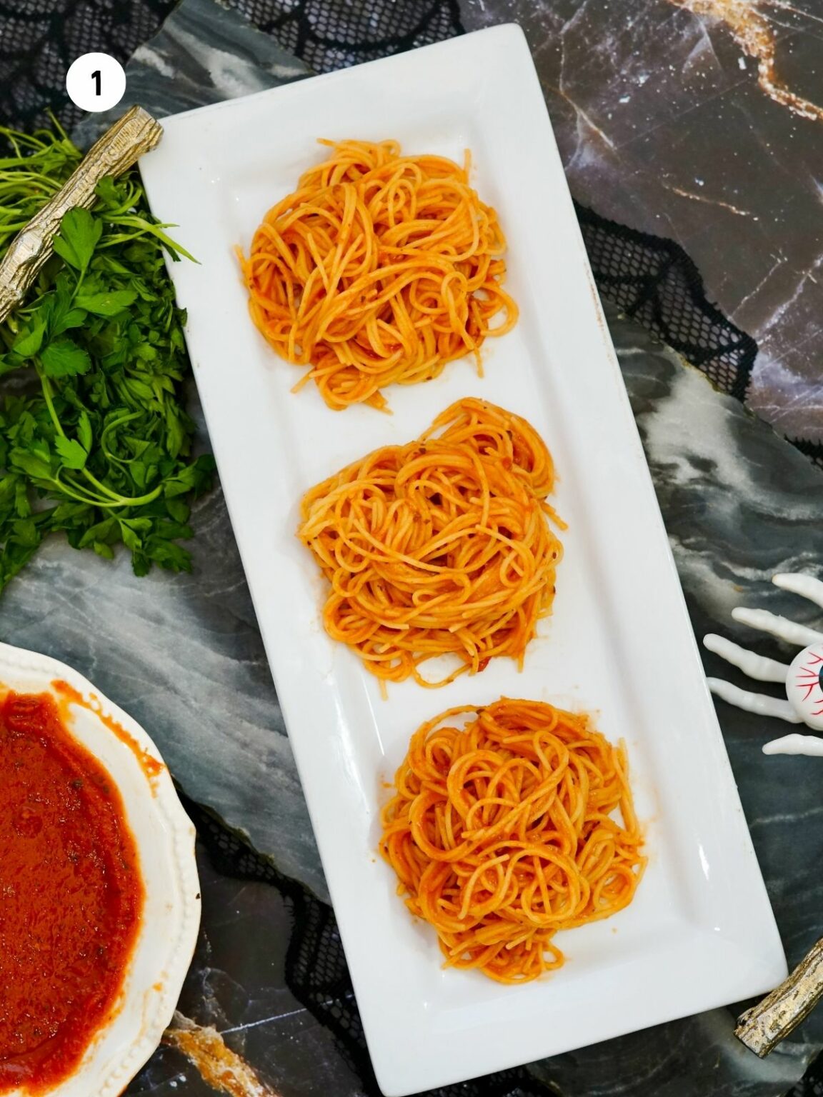 Halloween Spaghetti and Meatballs - Walking On Sunshine Recipes