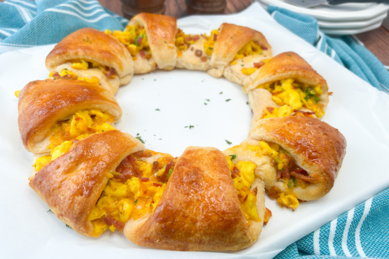 Crescent Roll Breakfast Wreath - Walking On Sunshine Recipes