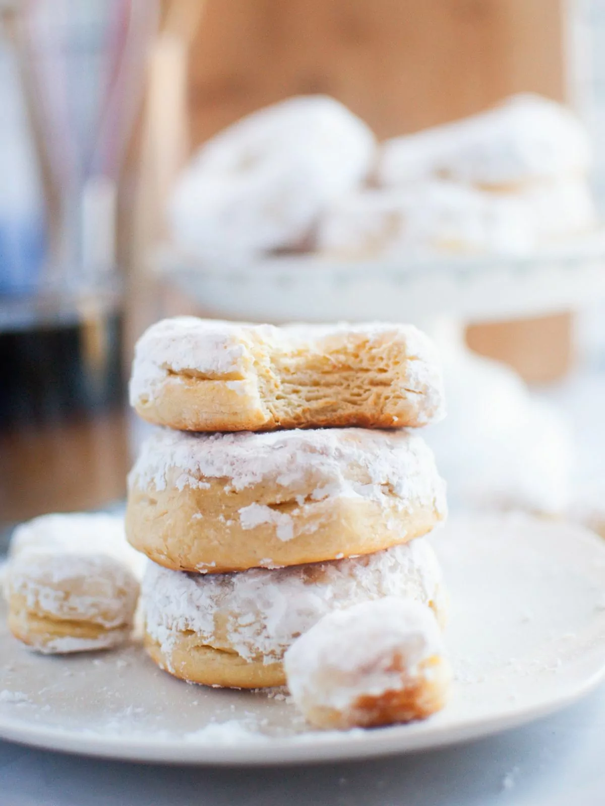 Air Fryer Biscuit Donuts with Powdered Sugar - Walking On Sunshine Recipes
