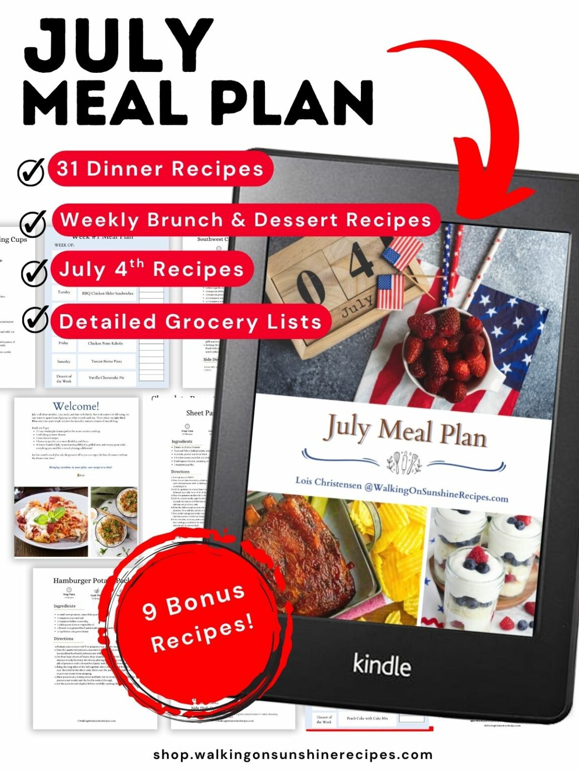 July Meal Plan - Walking On Sunshine Recipes