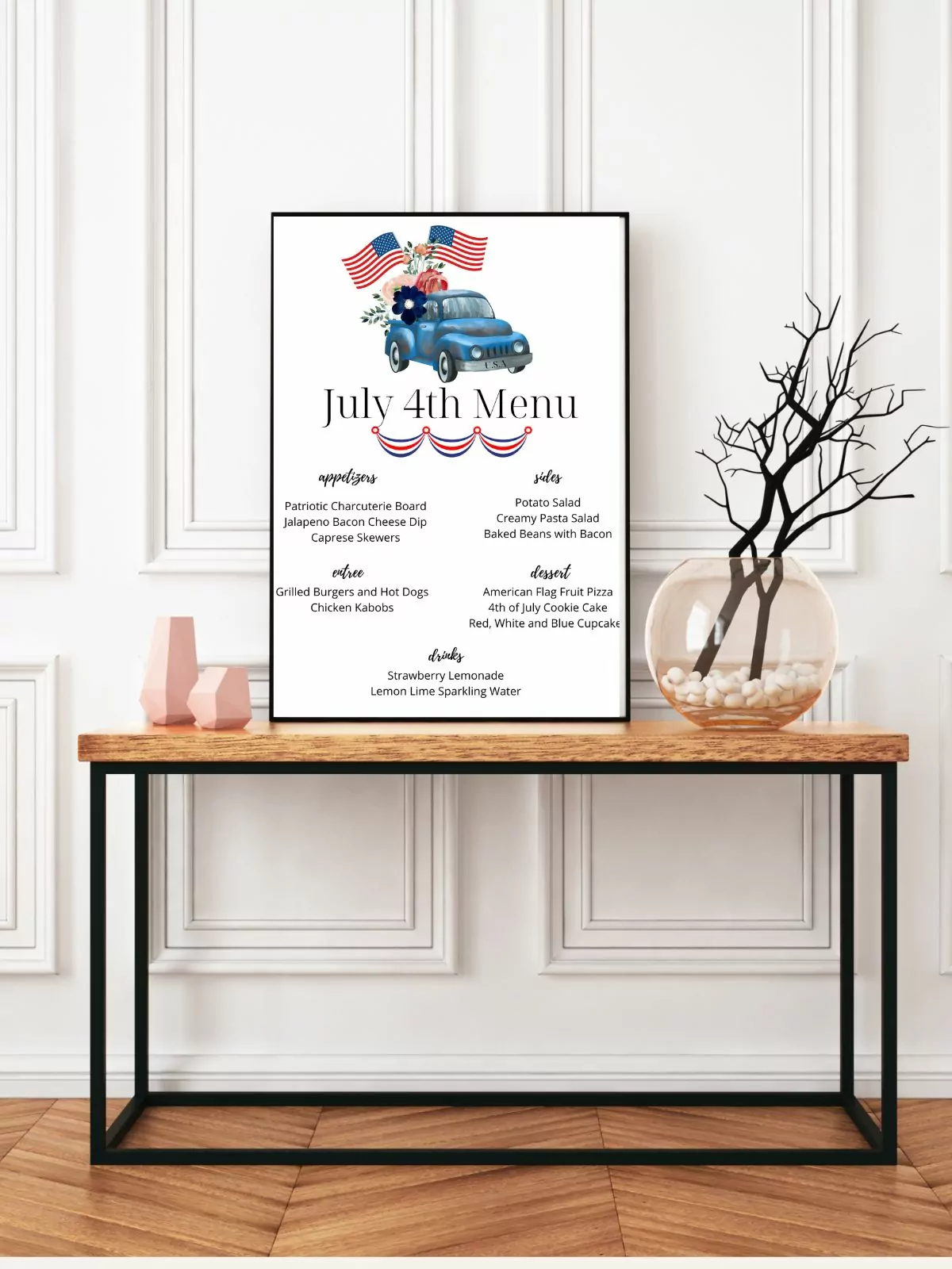 4th of July Menu Template - Walking on Sunshine