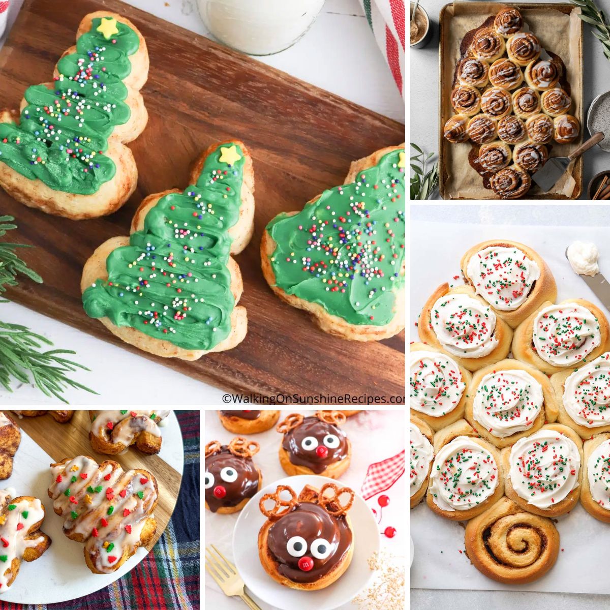 15 Christmas Shaped Cinnamon Rolls - Walking On Sunshine Recipes