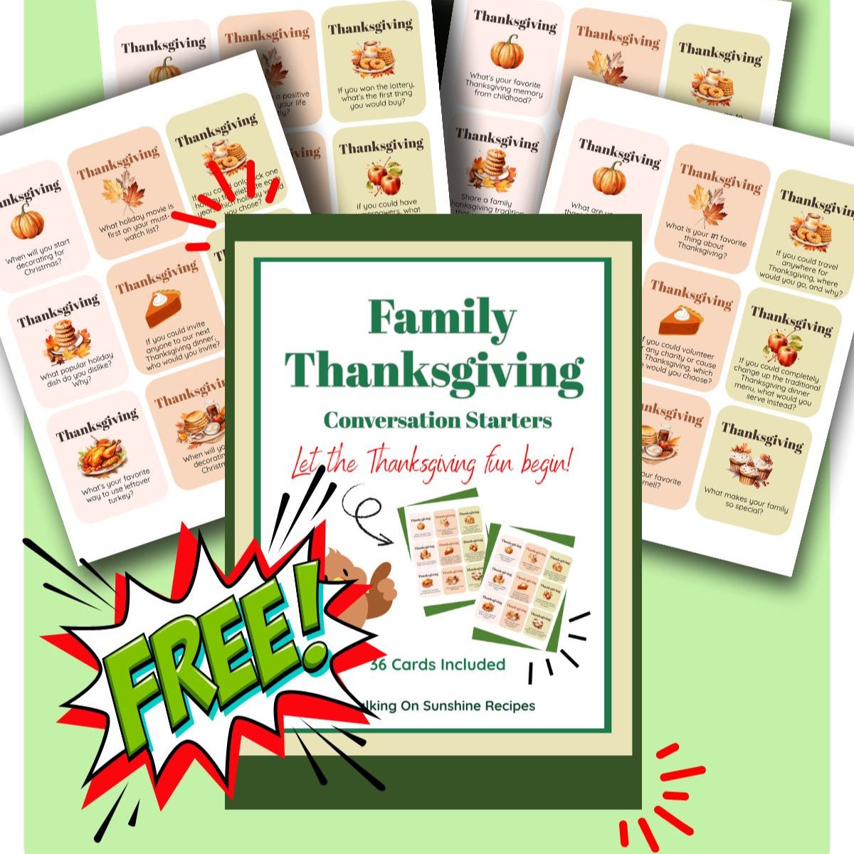 Thanksgiving Conversation Starters Printable - Walking On Sunshine Recipes
