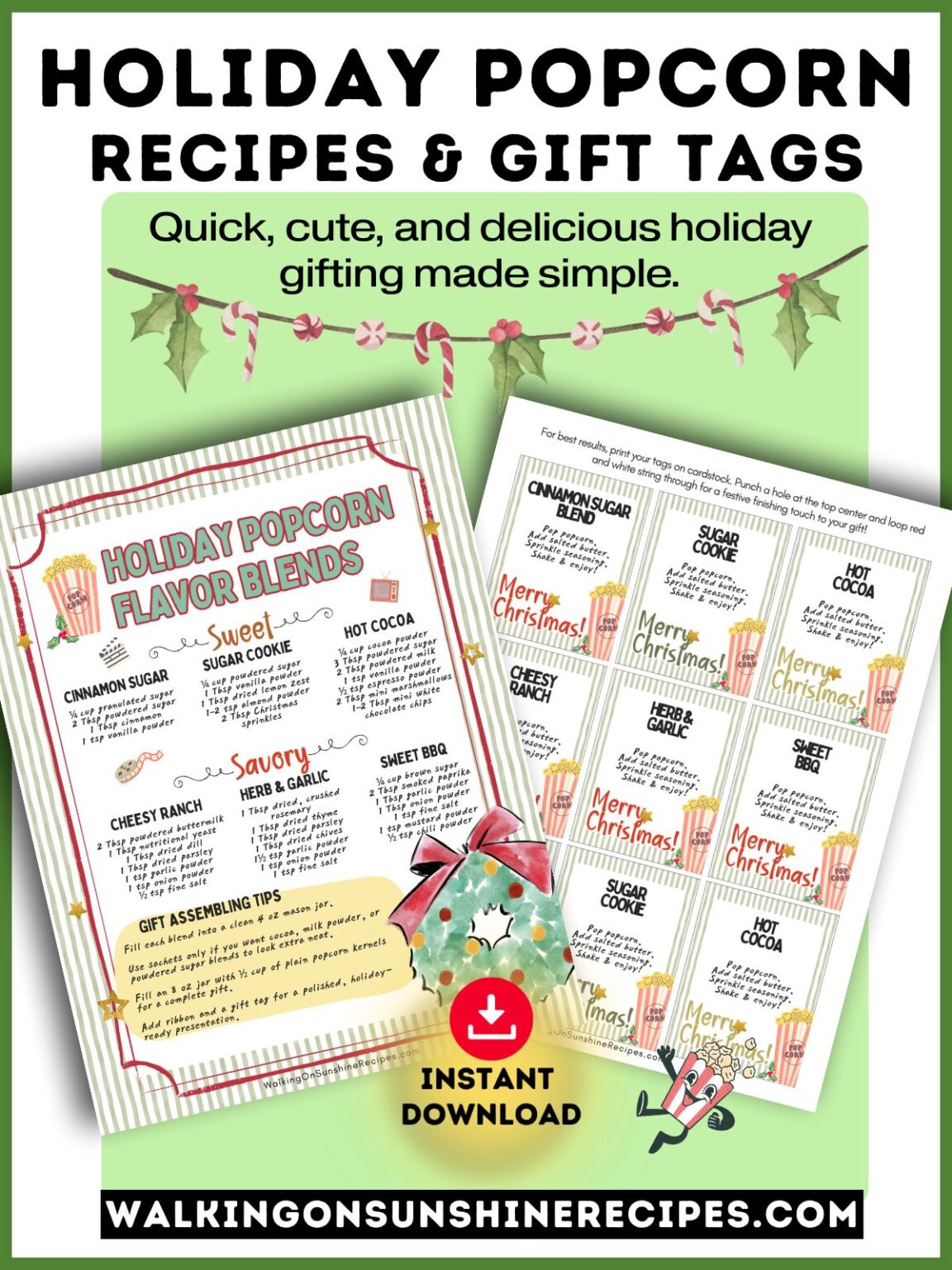 Holiday Popcorn Seasoning Blends and Printable Gift Tags - Walking On ...