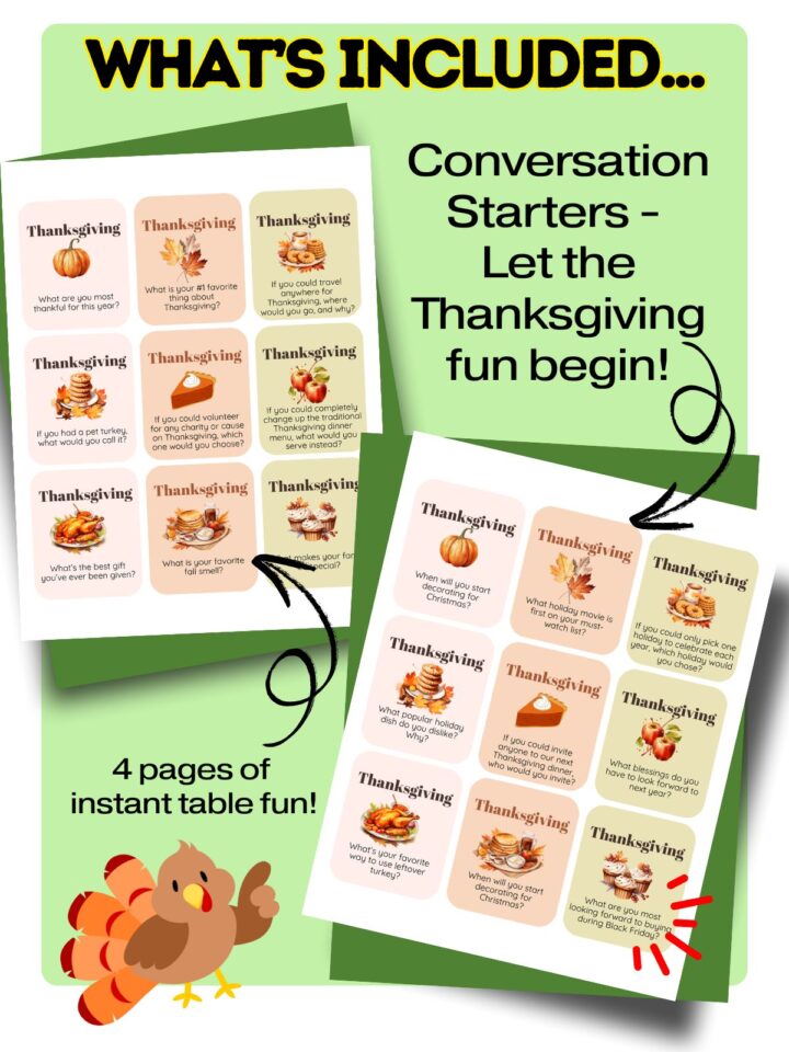 Thanksgiving Conversation Starters Printable - Walking On Sunshine Recipes