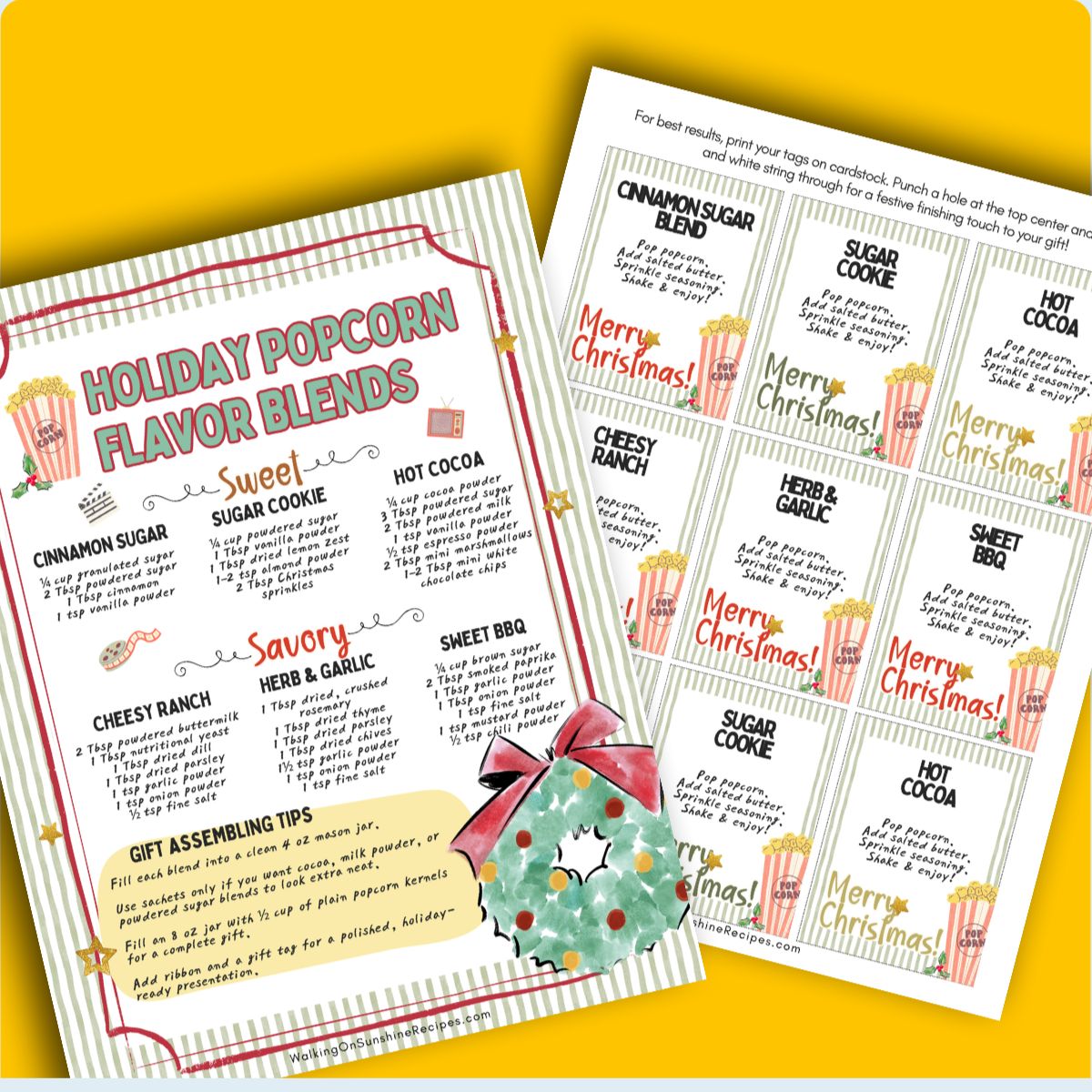 Holiday Popcorn Seasoning Blends and Printable Gift Tags - Walking On ...