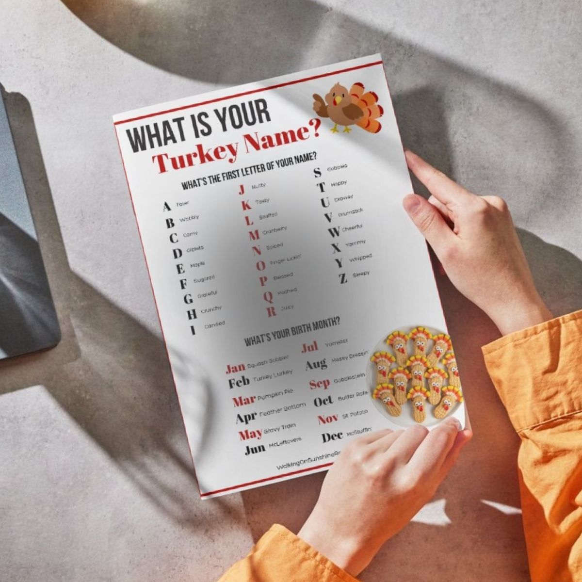 What’s Your Turkey Name? Free Thanksgiving Printable Game - Walking On ...