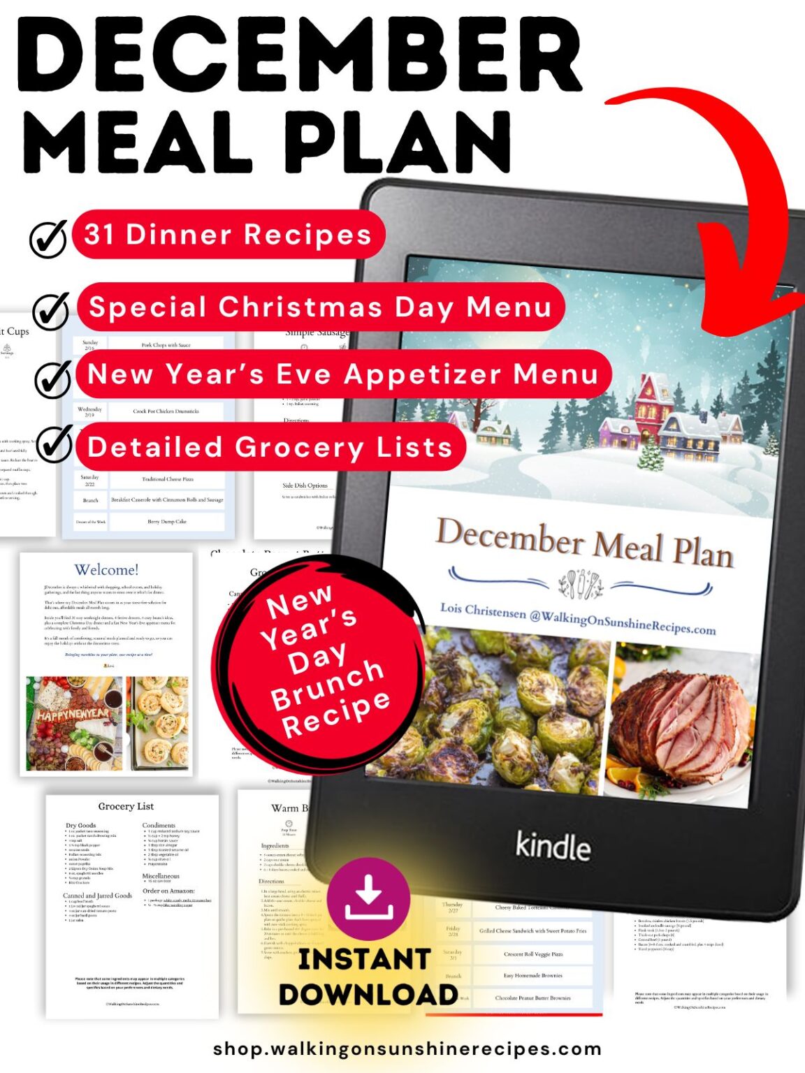 December Meal Plan With 31 Easy Weeknight Dinners (Printable Meal Plan ...